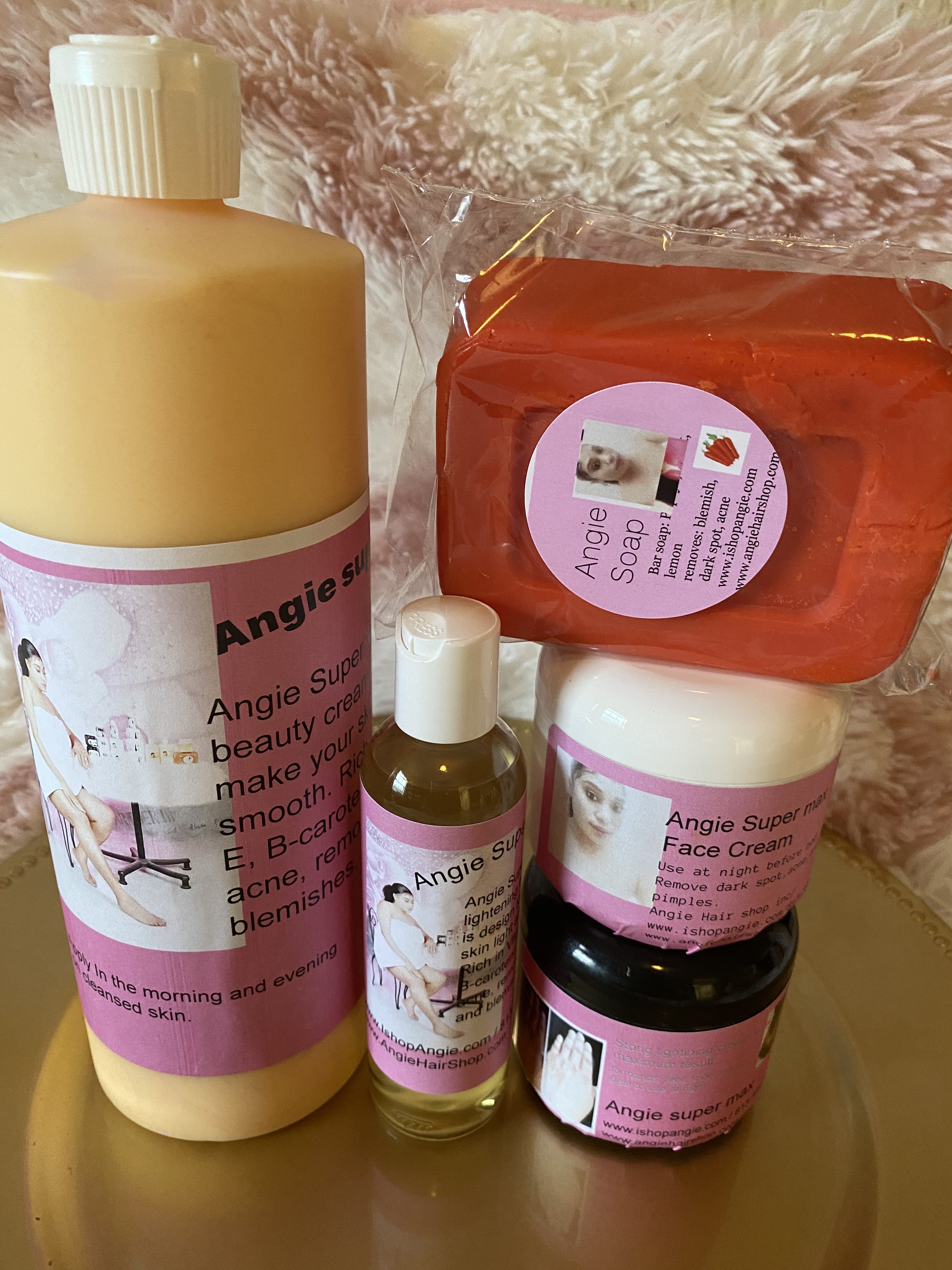 Big set Angie super max 32 0z lotion4oz Lhuile 4oz face cream 40z hands ...